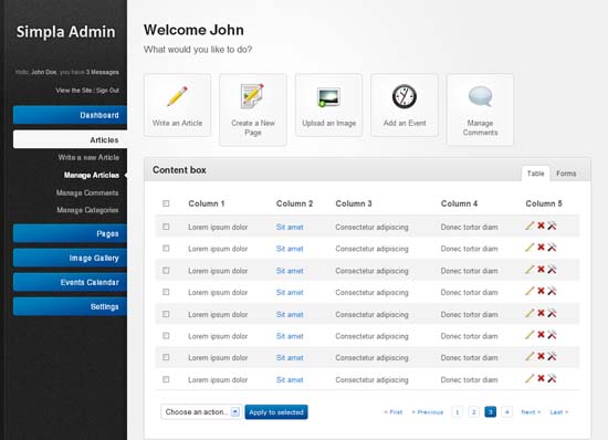 Free And Premium Customizable CSS HTML Admin Templates Designbeep