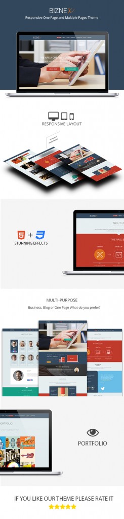 WP Theme Of the Day #165 – BizNex – Multi-Purpose Parallax WordPress Theme - Designbeep
