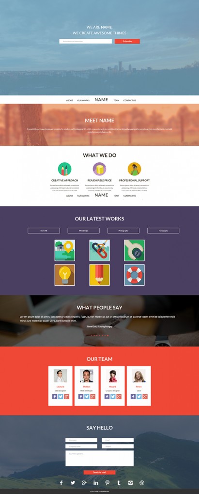 Free Download : Name - One Page Flat Html Template - Designbeep