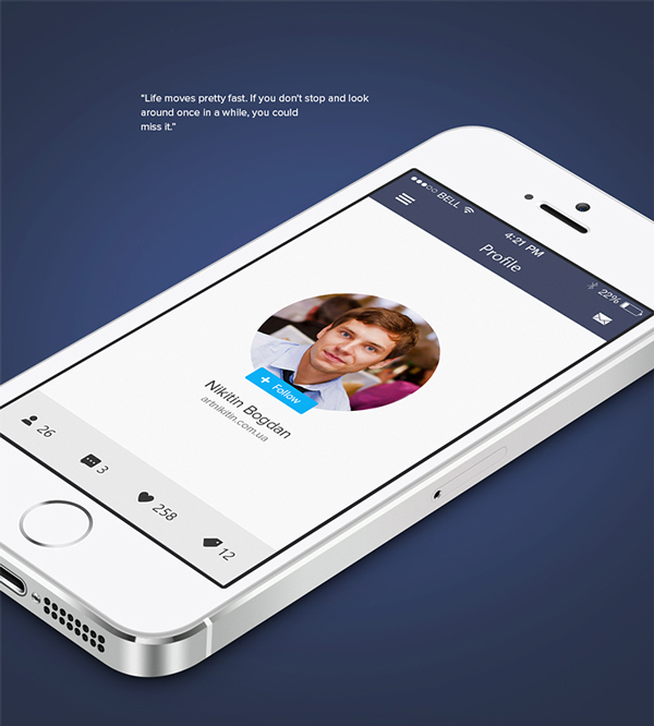 Mobile App Design Inspiration – Clean Social Network - Designbeep