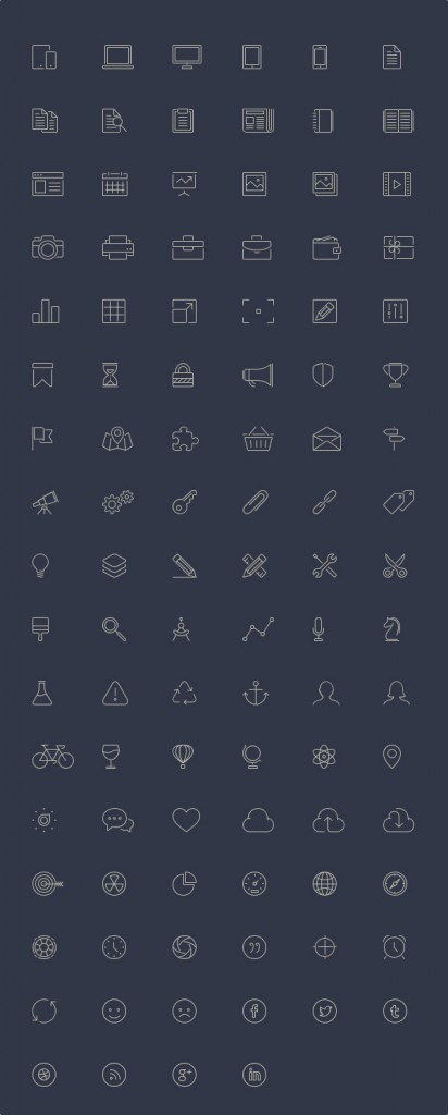 Free Download : 100 Line-Style Icons - Designbeep