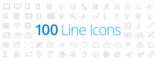 Free Download : 100 Line-Style Icons - Designbeep