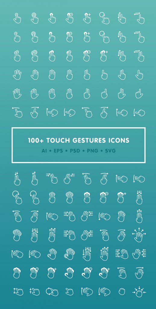 Free Download : 100+ Touch Gestures Icons - Designbeep