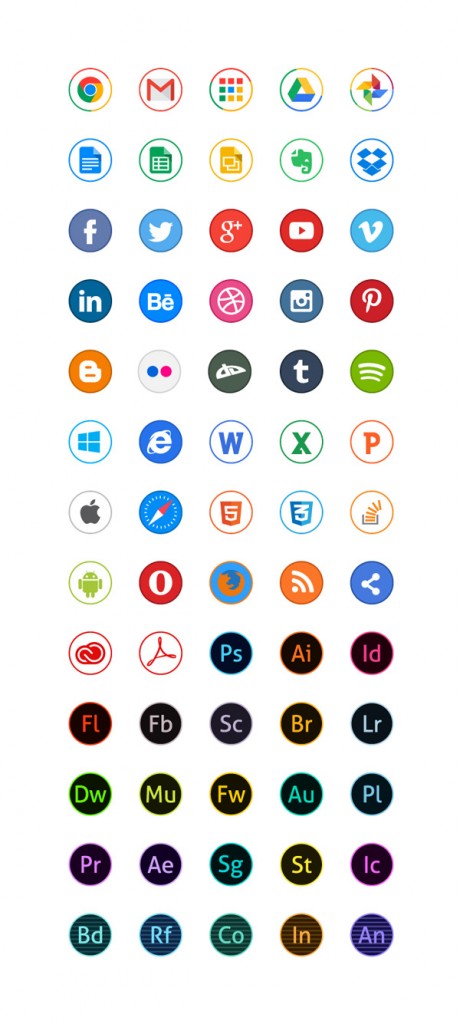 Free Download : 65 Circle Icons (3 styles) - Designbeep