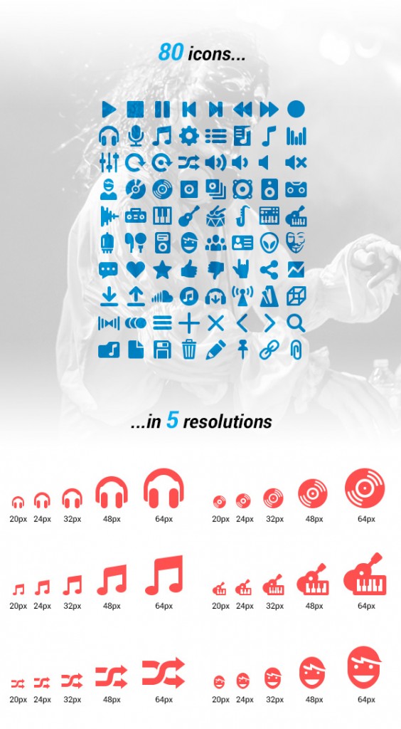 Free Download : Music Icon Set (80 icons) - Designbeep