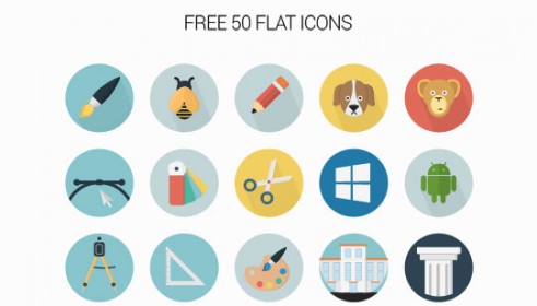 Free Download : 50 New Flat Round Icons(AI, EPS, PSD, SVG, PNG ...