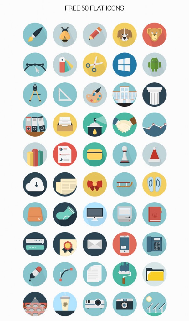 Free Download : 50 New Flat Round Icons(AI, EPS, PSD, SVG, PNG ...