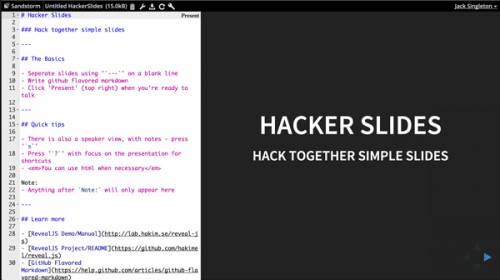 Hacker Slides – A simple app that combines Ace Editor and RevealJS ...
