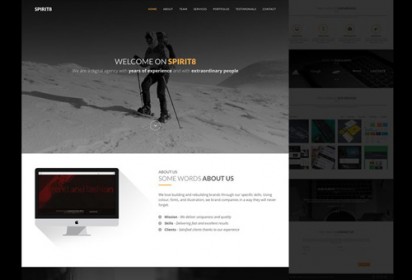 Free Download : Spirit8 - Bootstrap Based HTML Template (PSD included) - Designbeep