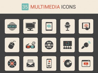 Free Download : 35 Multimedia Icon Set (exclusive) - Designbeep