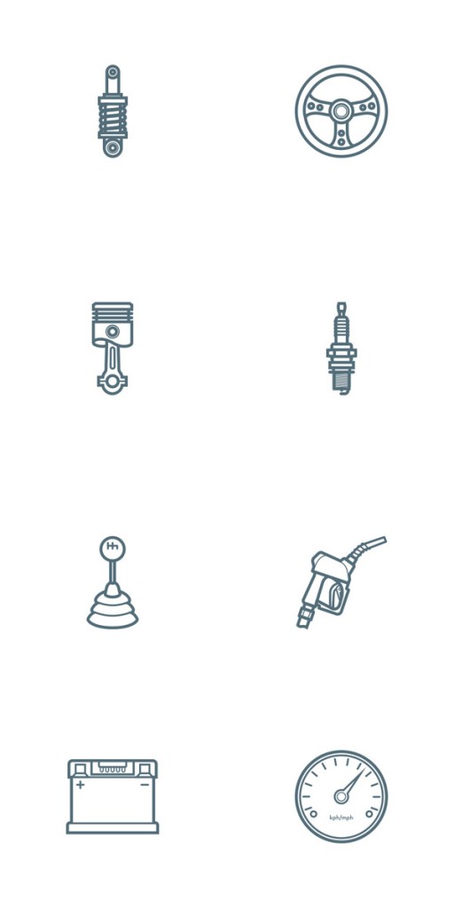 Free Download : Car Parts Outline Icon Set - Designbeep