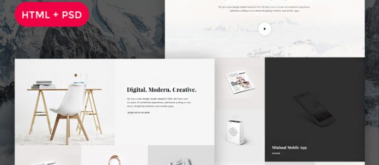 Free Download : Clean HTML + PSD Portfolio Website Template - Designbeep