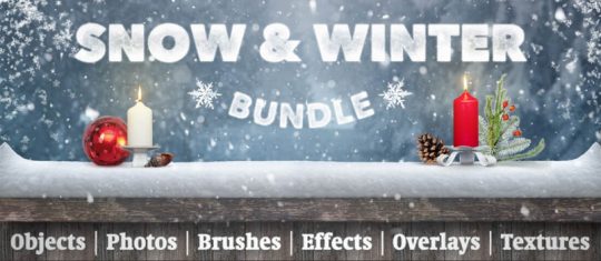 Mega Snow & Winter Bundle (Photos, Brushes, Effects, Textures, Objects ...