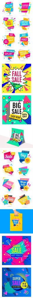Free Colorful Sales Vector Set For Designers - Designbeep